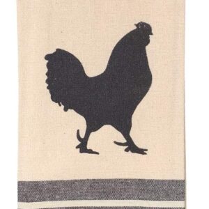 fillURbasket Farmhouse Kitchen Towels Set Farm Towels Pig Rooster Chicken Cow Towels Tan Black Dish Towels Set of 5 Cotton 16"x28"