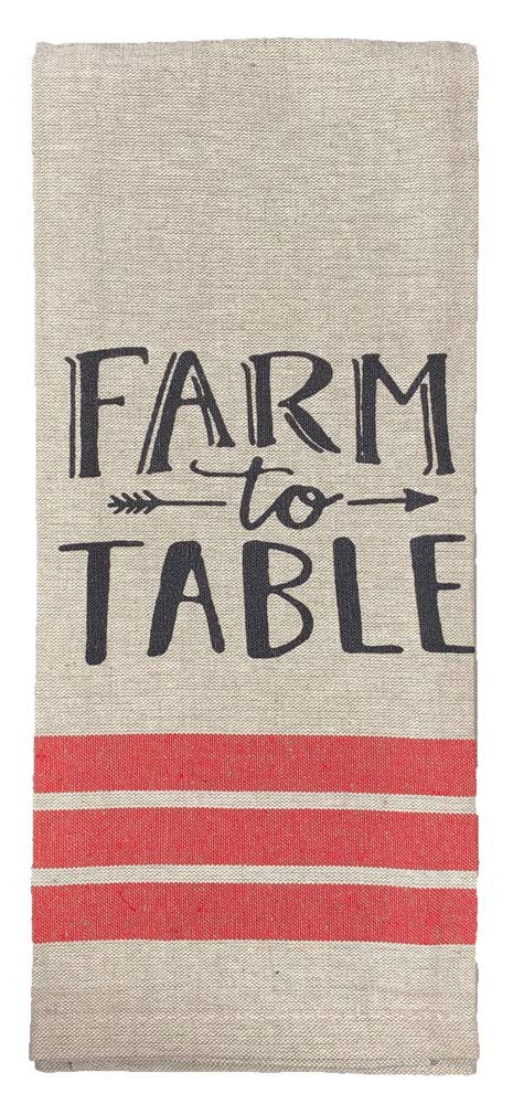 fillURbasket Farmhouse Kitchen Towels Set Farm Towels Pig Rooster Chicken Cow Towels Tan Black Dish Towels Set of 5 Cotton 16"x28"