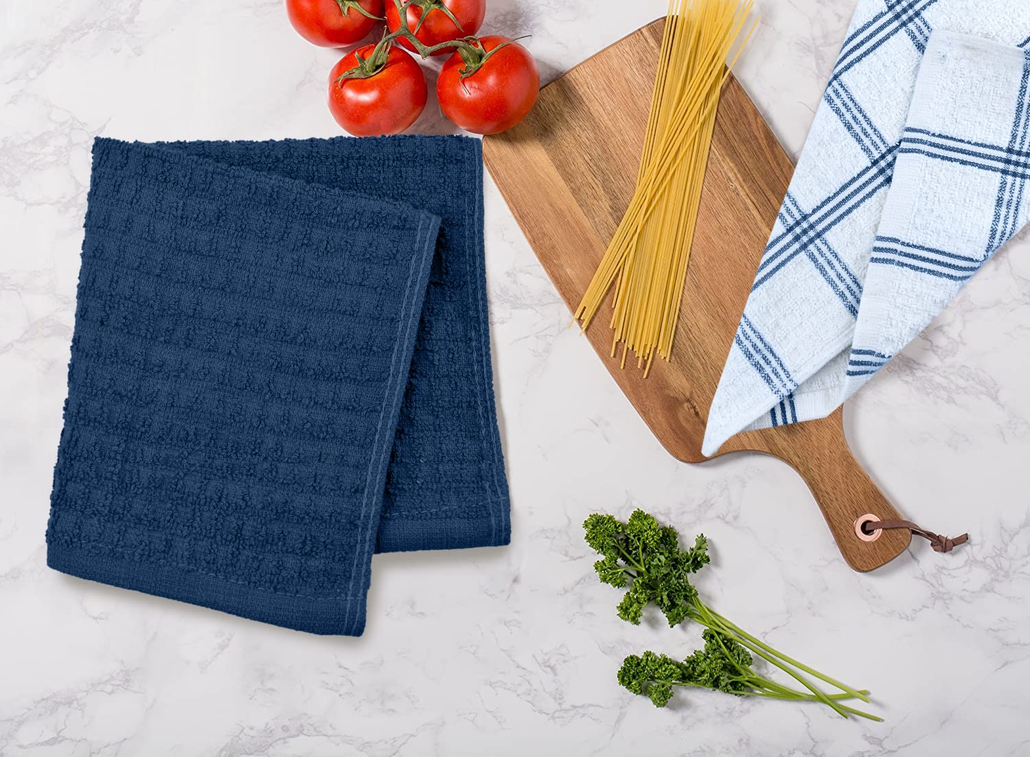 DAN RIVER Dish Towels for Kitchen - 100% Cotton | Tea Towels for Kitchen |Quick Drying Towels | Dish Clothes for Washing Dishes | Washcloths for Dishes |12”x12” Blue Opal Pack-8