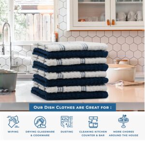 DAN RIVER Dish Towels for Kitchen - 100% Cotton | Tea Towels for Kitchen |Quick Drying Towels | Dish Clothes for Washing Dishes | Washcloths for Dishes |12”x12” Blue Opal Pack-8