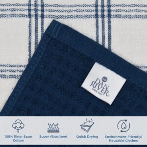 DAN RIVER Dish Towels for Kitchen - 100% Cotton | Tea Towels for Kitchen |Quick Drying Towels | Dish Clothes for Washing Dishes | Washcloths for Dishes |12”x12” Blue Opal Pack-8