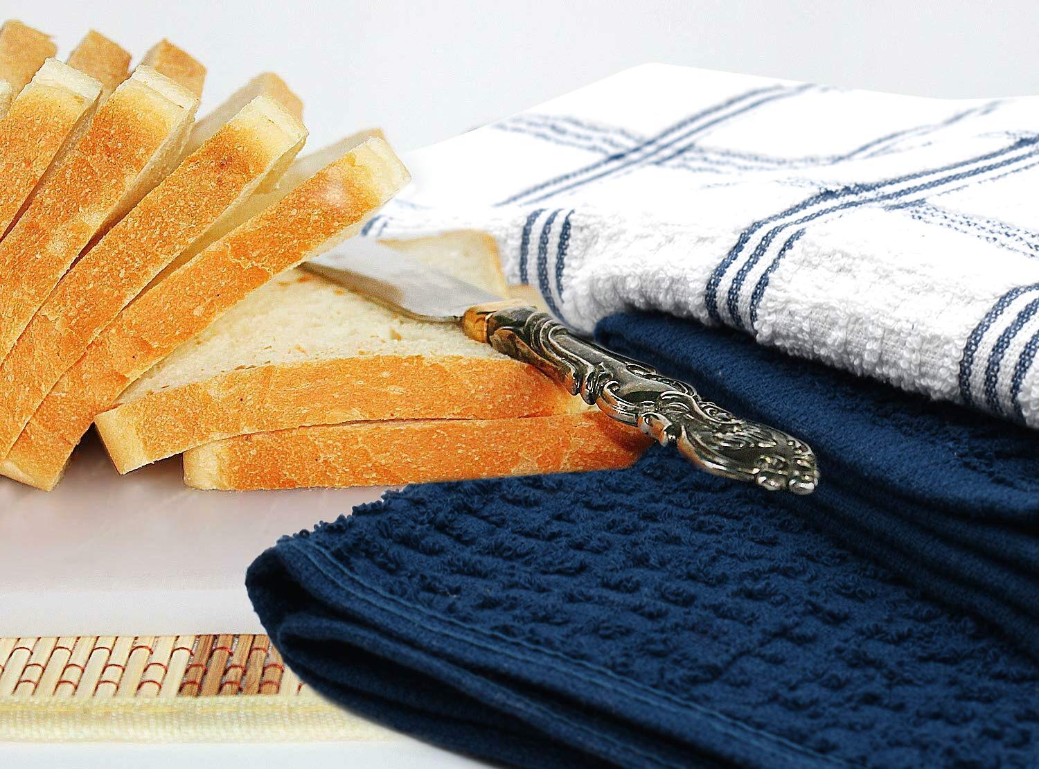 DAN RIVER Dish Towels for Kitchen - 100% Cotton | Tea Towels for Kitchen |Quick Drying Towels | Dish Clothes for Washing Dishes | Washcloths for Dishes |12”x12” Blue Opal Pack-8