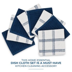 DAN RIVER Dish Towels for Kitchen - 100% Cotton | Tea Towels for Kitchen |Quick Drying Towels | Dish Clothes for Washing Dishes | Washcloths for Dishes |12”x12” Blue Opal Pack-8