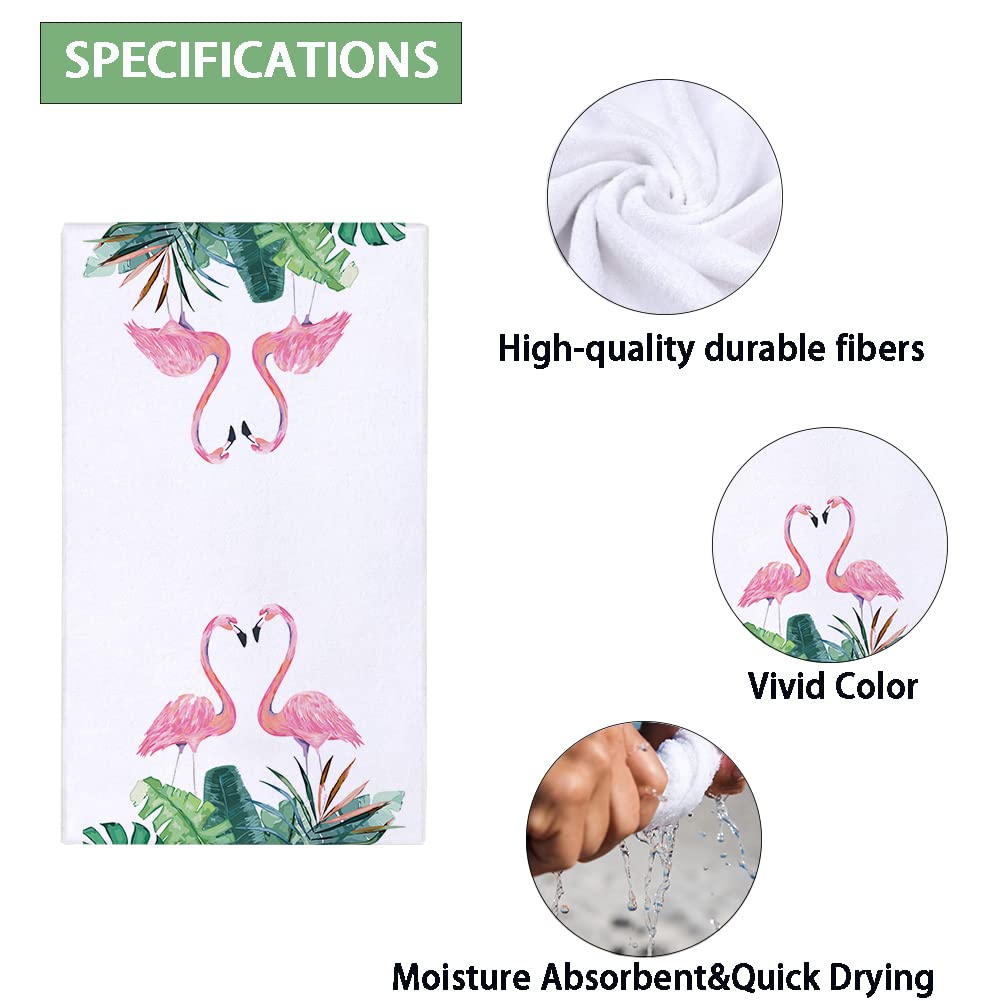 Watercolor Flamingo Kitchen Dish Towel 18 x 28 Inch Set of 2, Seasonal Summer Flamingo Tea Towels Dish Cloth for Cooking Baking