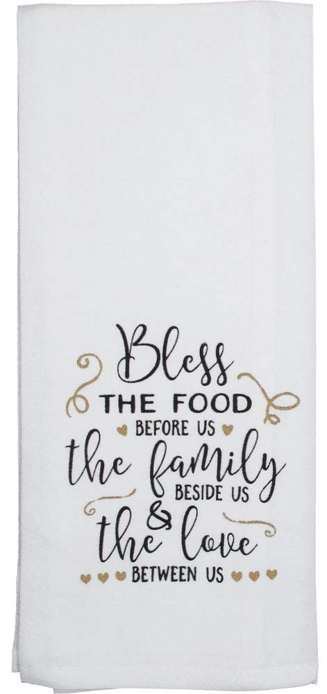 fillURbasket Cute Kitchen Towels Set, Fun Dish Towels with Sayings Faith, Blessed, Family, Love, Home & Dreams Theme, 5 Flour Sack Towels for Dish Drying Decor 16x28 Cotton