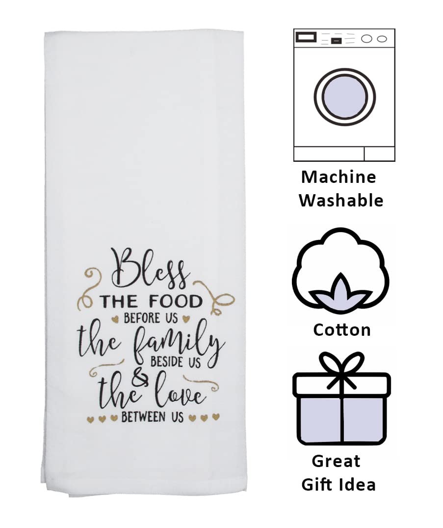 fillURbasket Cute Kitchen Towels Set, Fun Dish Towels with Sayings Faith, Blessed, Family, Love, Home & Dreams Theme, 5 Flour Sack Towels for Dish Drying Decor 16x28 Cotton