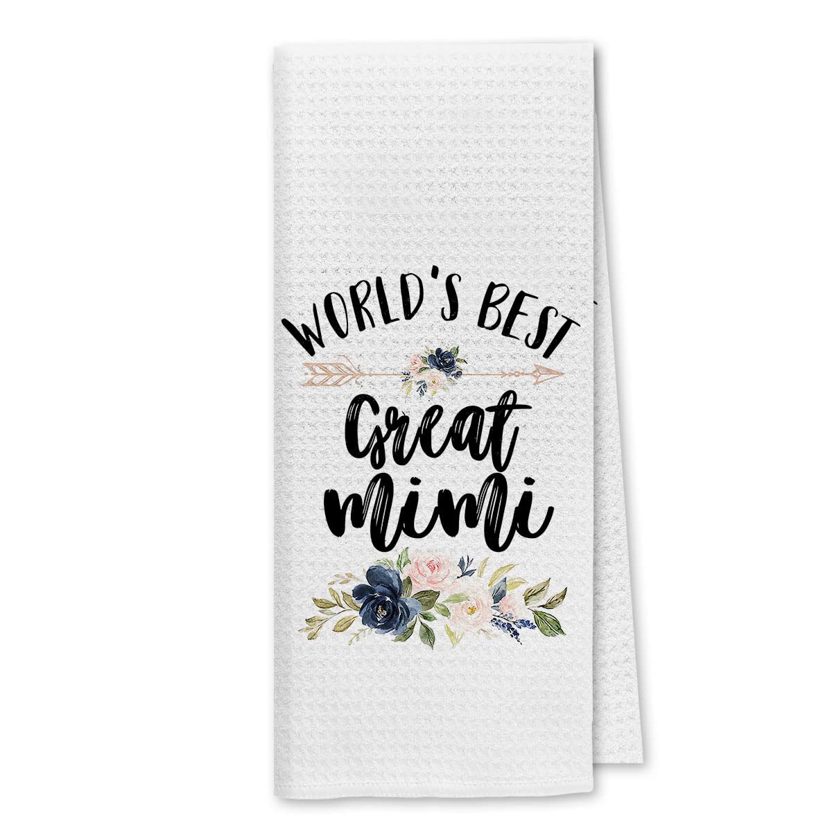 DIBOR World’s Best Great Mimi Floral Kitchen Towels Dish Towels Dishcloth,Best Grandma Mimi Decorative Absorbent Drying Cloth Hand Towels Tea Towels for Bathroom Kitchen,Grandma