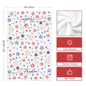 Artoid Mode Stripes Stars Freedom 4th of July Kitchen Towels Dish Towels, 18x26 Inch Patriotic Liberty Decor Hand Towels Set of 2