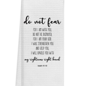 TUNW Christian Themed Kitchen Towels 16″×24″,Bible Verse Scripture Isaiah 41:10 Soft and Absorbent Kitchen Tea Towel Dish Towels Hand Towels,Christian Gifts for Women Faith Men Faith