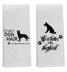 knibeo german shepherd kitchen towels set - german shepherd gifts for women, 2 pieces 16 x 24 inch bathroom hand towels, tea towels for kitchen decorative, german shepherd decor