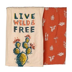 primitives by kathy live wild and free dish towel