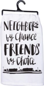 primitives by kathy lol made you smile dish towel, 28" x 28", cotton,white, black