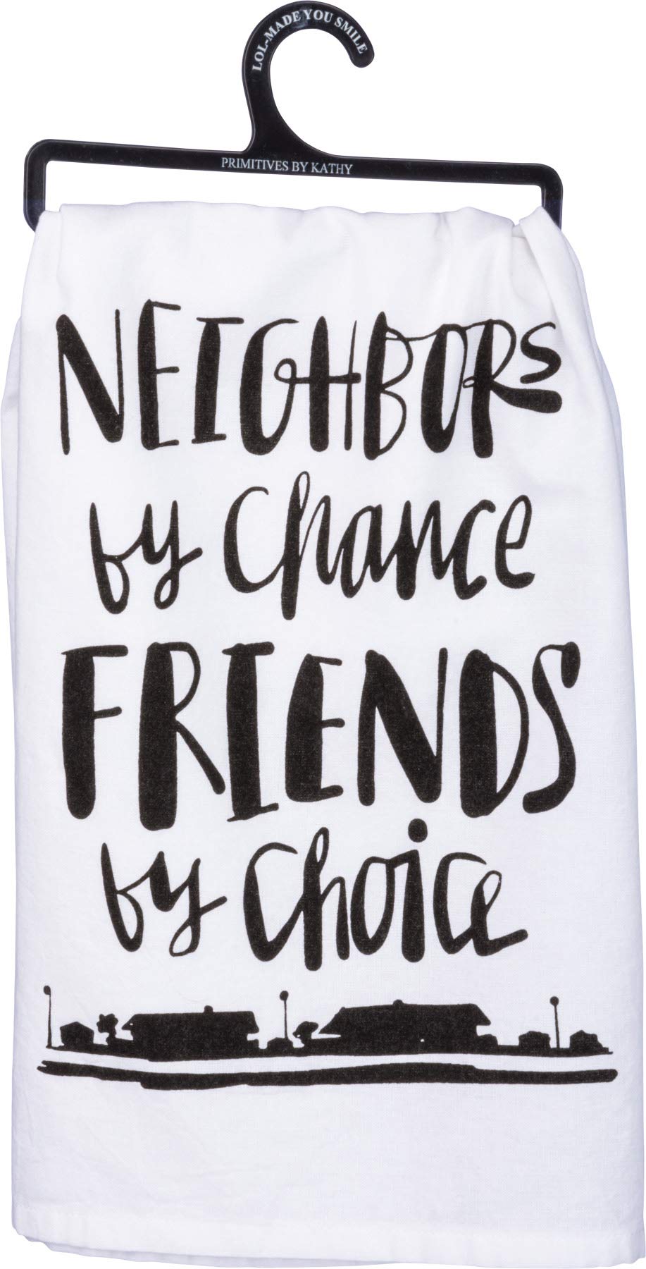 Primitives by Kathy LOL Made You Smile Dish Towel, 28" x 28", Cotton,White, Black