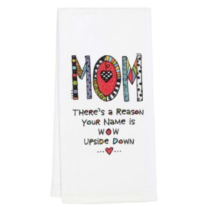 enesco our name is mud cuppa doodle mom embroidered dish cloth tea towel, 26.5-inch height, multicolor