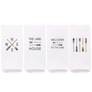 negiga lake house kitchen dish towels napkins,colorful lake paddle decor decorative dish hand towels for lake house kitchen,lake house gifts,lake house guest towels 24x16 inch set of 4