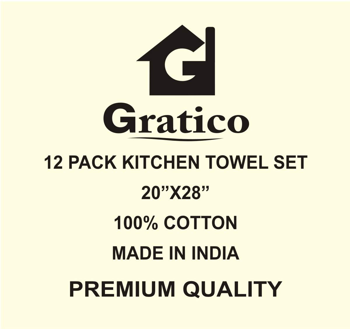 Gratico Kitchen Towels (20x28 Inches 12 Pack) Extra Large Premium Stripes Dish Towels for Kitchen Dish Cloths Highly Absorbent 100% Cotton Kitchen Hand Towels with Hanging Loop Tea Towels