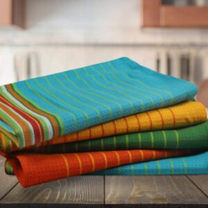 Gratico Kitchen Towels (20x28 Inches 12 Pack) Extra Large Premium Stripes Dish Towels for Kitchen Dish Cloths Highly Absorbent 100% Cotton Kitchen Hand Towels with Hanging Loop Tea Towels