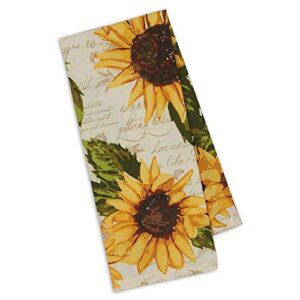 design imports rustic sunflowers printed dish towel kitchen 18" x 28" 100% cotton