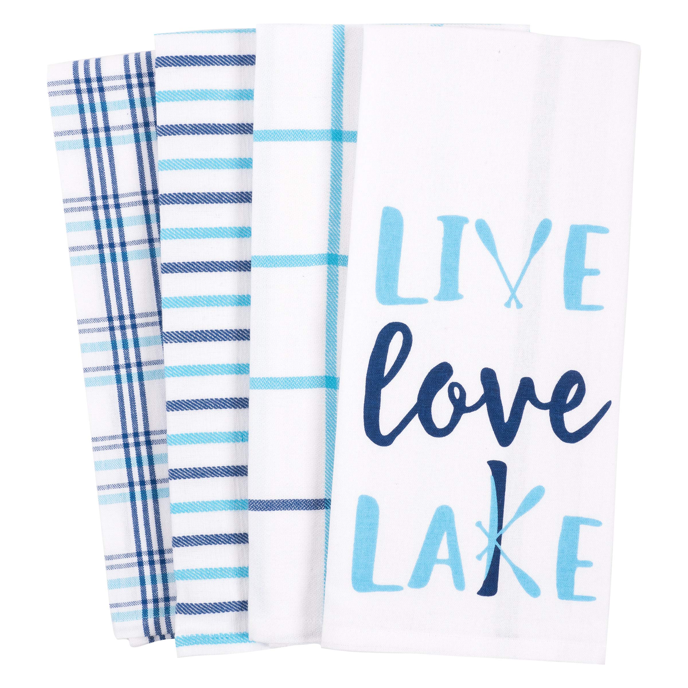 KAF Home Pantry Live Love Lake Kitchen Dish Towel Set of 4, 100-Percent Cotton, 18 x 28-Inch