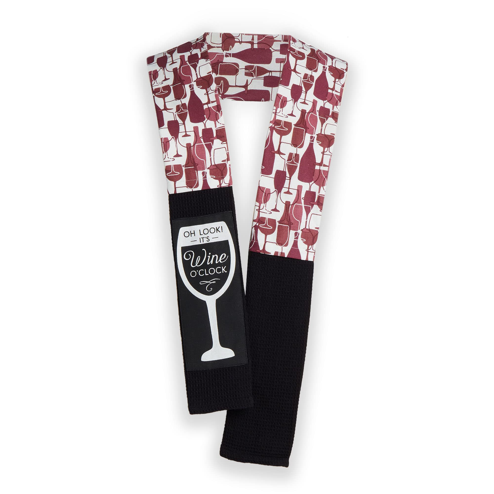 DEMDACO It's Wine O'Clock Extra Long Cotton Blend Over The Shoulder Kitchen Towel Boa