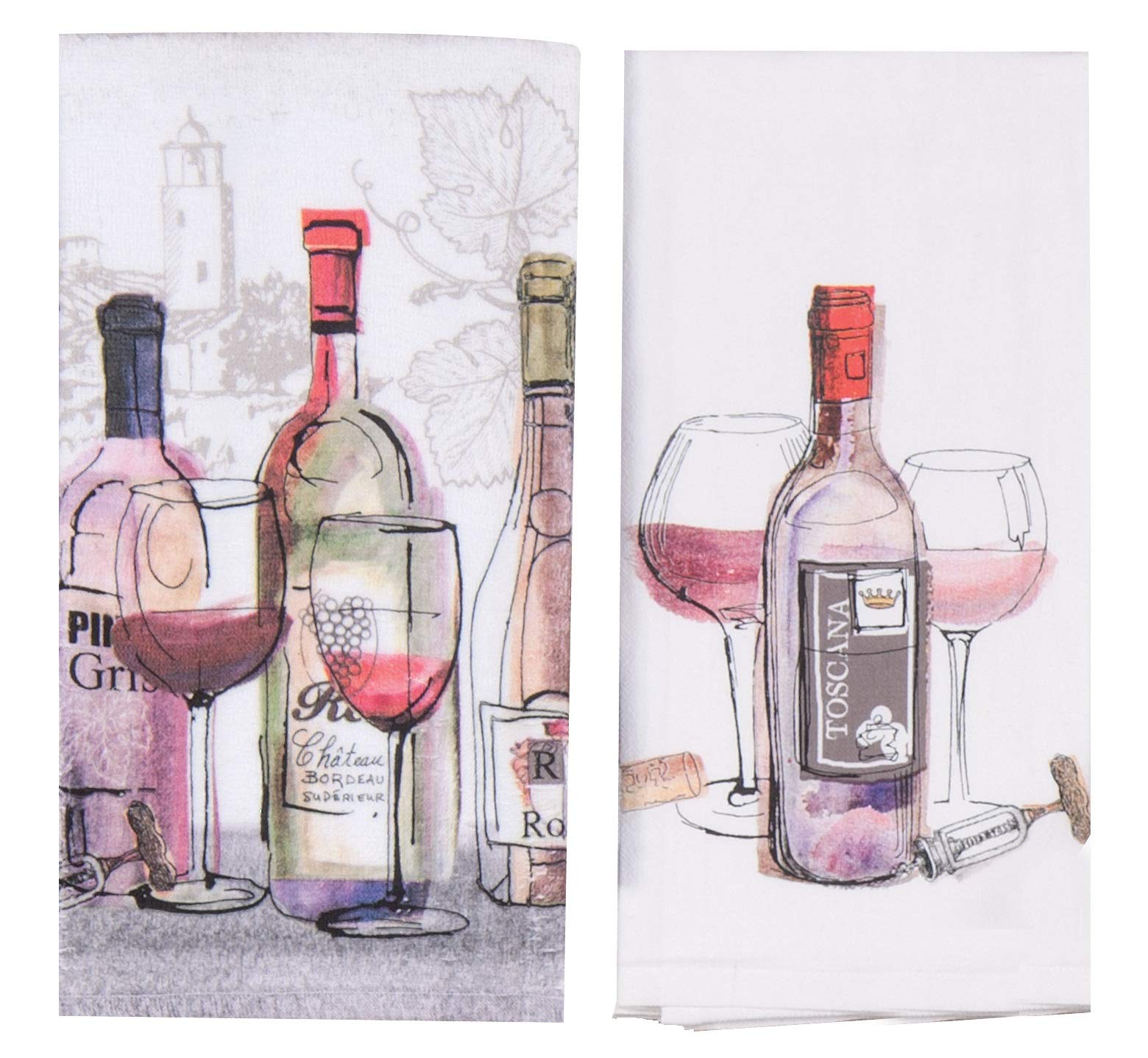 Kay Dee Designs Choice Wine Artistic Kitchen Bar Towel Bundle, Set of 2