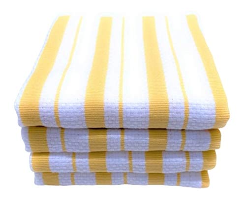 Williams Sonoma Classic Stripe Kitchen Dish Towels, Set of 4, Cotton (Lemon Yellow)