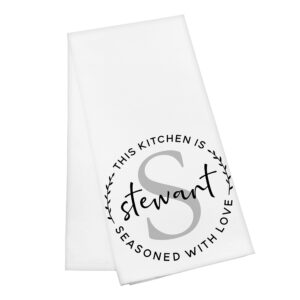 naive argo personalized kitchen décor tea towel | flour sack towels | housewarming grandma customize monogram hanging home décor | custom dish clothes | initial last name | c03d01