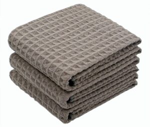 verasong waffle weave kitchen towels thick microfiber dish drying towels absorbent tea towels hand towel lint free 16inch x 24inch 3 pack gray