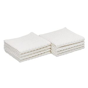 amazon basics 100% cotton terry kitchen dish cloths, popcorn texture, 8 pack, cream, 12"l x 12"w