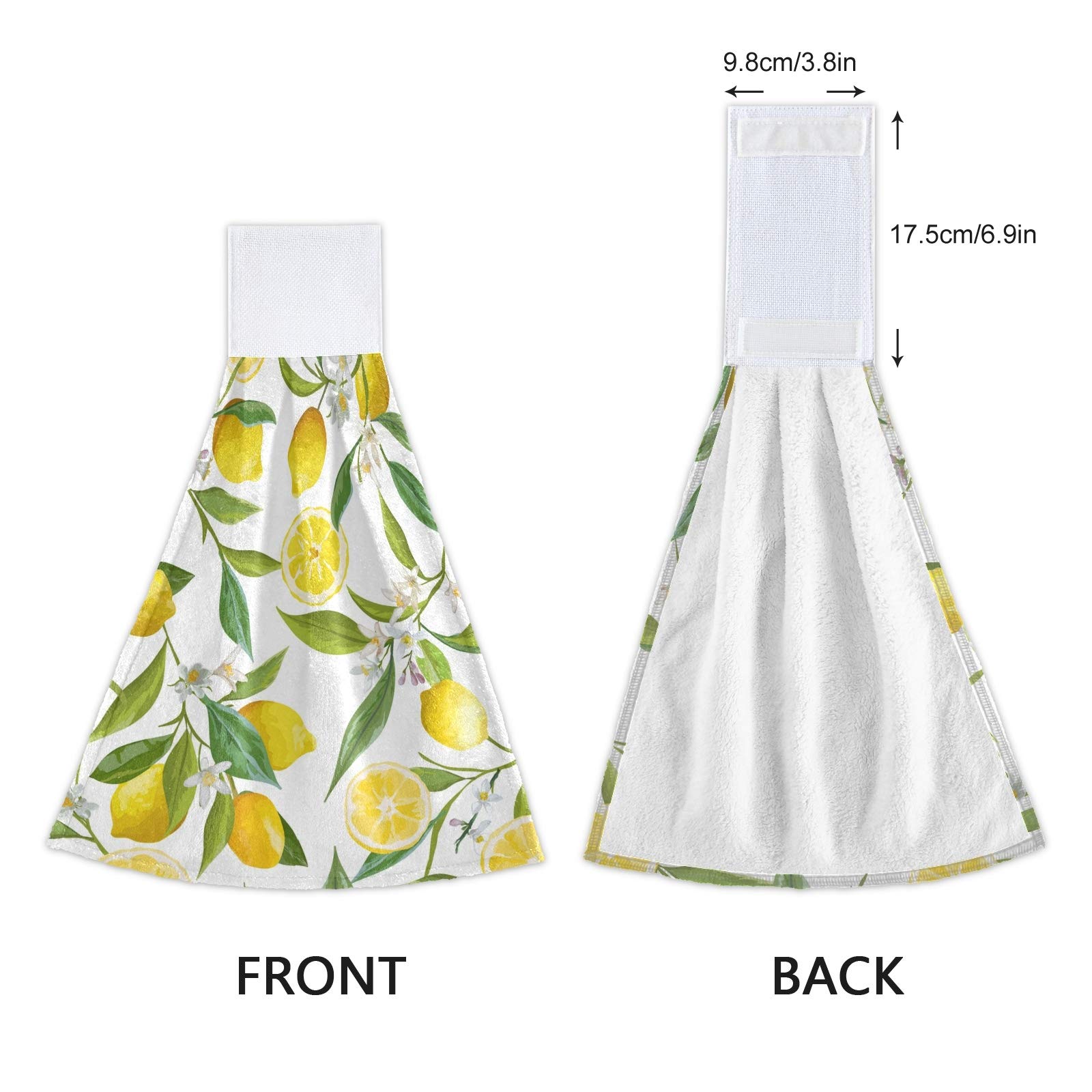 ALAZA Lemon Floral Kitchen Towels Tea Towels Dish Towels with Hanging Loop 2 Pack