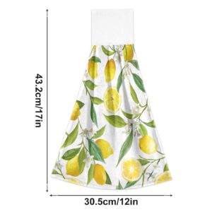 ALAZA Lemon Floral Kitchen Towels Tea Towels Dish Towels with Hanging Loop 2 Pack