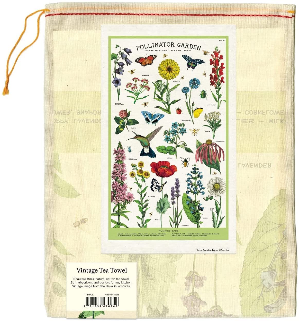 Cavallini & Co., Garden Pollinator Vintage Kitchen / Tea Towel