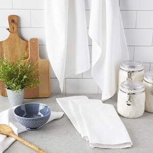 DII Basic Solid Dishtowel Collection Cotton Flat Woven, Small Set, 18x28, White, 6 Piece