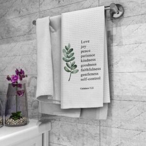 Dibor Christian Kitchen Towels Dish Towels Dishcloth,Bible Verse Scripture Galatians 5:22 Decorative Absorbent Drying Cloth Hand Towels Tea Towels for Bathroom Kitchen,Christian Girls Women Gifts