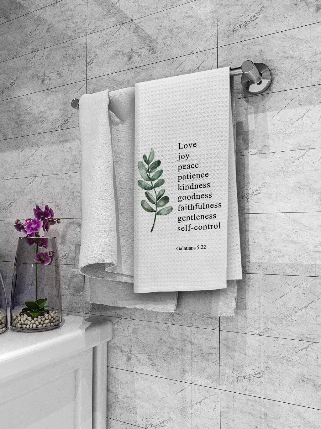 Dibor Christian Kitchen Towels Dish Towels Dishcloth,Bible Verse Scripture Galatians 5:22 Decorative Absorbent Drying Cloth Hand Towels Tea Towels for Bathroom Kitchen,Christian Girls Women Gifts