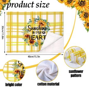 Moukeren 6 Pcs Sunflower Kitchen Dish Towels Set Sunshine Gnomes Hand Towels Polyester Towel Dishcloths for Summer Farmhouse Bathroom Kitchen Supplies, 23.6 x 15.7 Inches