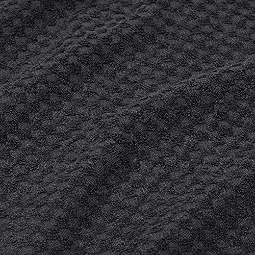 Amazon Basics 100% Cotton, Soft & Absorbent, Popcorn Texture Terry Kitchen Dish Towels, 28"L x 16"W, Black, Pack of 8