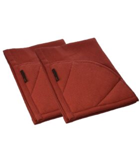 rachael ray moppine towel, 2pk- 2-in-1 kitchen towel and pot holder with 2 heat resistant pockets to grip hot cookware, bakeware-absorbent kitchen towels perfect for drying dishes and hands, brick red