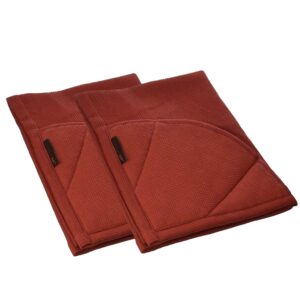 Rachael Ray Moppine Towel, 2pk- 2-in-1 Kitchen Towel and Pot Holder with 2 Heat Resistant Pockets to Grip Hot Cookware, Bakeware-Absorbent Kitchen Towels Perfect for Drying Dishes and Hands, Brick Red