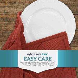 Rachael Ray Moppine Towel, 2pk- 2-in-1 Kitchen Towel and Pot Holder with 2 Heat Resistant Pockets to Grip Hot Cookware, Bakeware-Absorbent Kitchen Towels Perfect for Drying Dishes and Hands, Brick Red