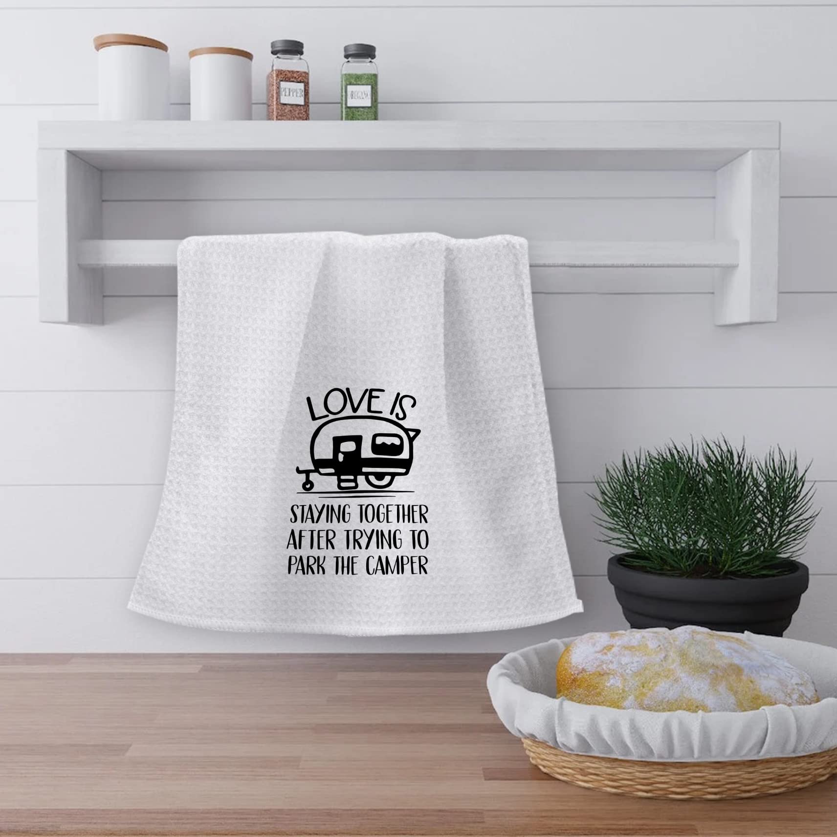 OHSUL Love is Staying Together After Trying to Park The Camper Highly Absorbent Kitchen Towels Dish Towels,Camping Hand Towels Tea Towel for Bathroom Kitchen Decor,Valentine’s Day Wedding Gifts