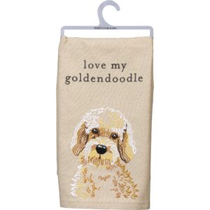 primitives by kathy love my goldendoodle dish towel, 20" x 26", beige