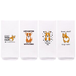 negiga corgi gifts for corgi lovers,corgi gifts,corgi mom gifts,corgi decor,corgi bathroom kitchen decor,corgi stuff,corgi kitchen towels,corgi hand towels for,16x24 inch,set of 4