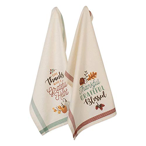 DII Fall Kitchen Towels for Kitchen Decorative Cotton Dish Towel Set, 18x28, Grateful Heart, 2 Count