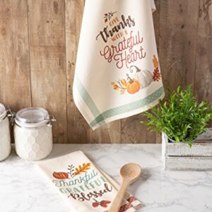 DII Fall Kitchen Towels for Kitchen Decorative Cotton Dish Towel Set, 18x28, Grateful Heart, 2 Count