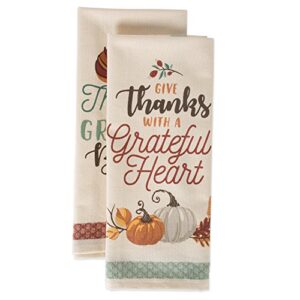 DII Fall Kitchen Towels for Kitchen Decorative Cotton Dish Towel Set, 18x28, Grateful Heart, 2 Count