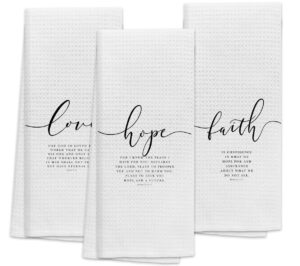 tunw christian bible verse love faith hope inspirational soft and absorbent kitchen towels dishcloth,christian hand towels dish towels 16″×24″set of 3,gifts for christian women faith teen girls mom