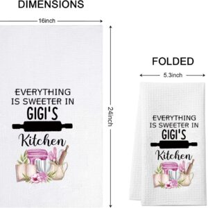 TSOTMO Gigi Gift Gigi Everything is Sweeter in Gigi’s Kitchen Grandma Kitchen Towel Dish Towel (Sweeter Gigi)