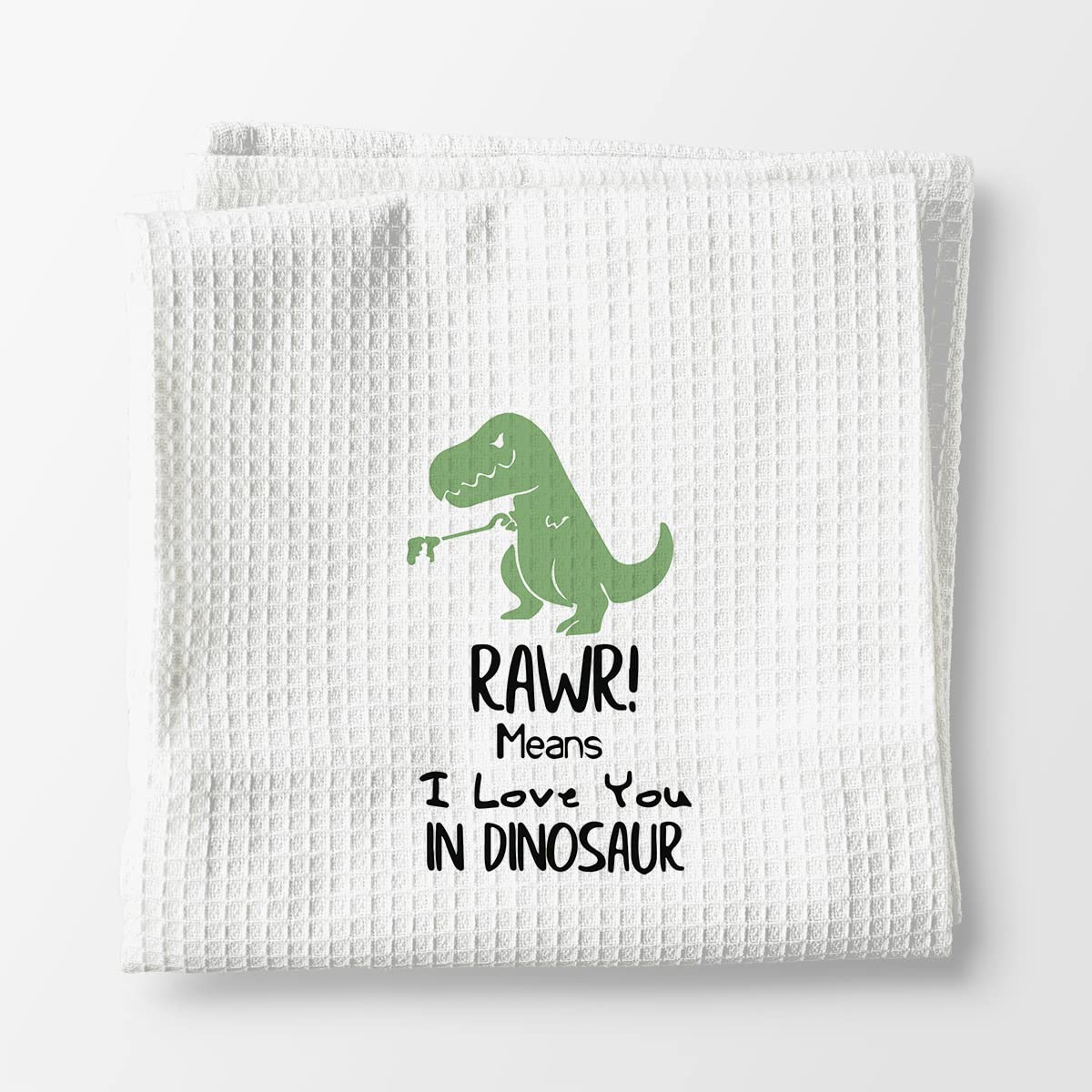 Voatok Funny Kitchen Towels, Dinosaur Bathroom Decor, Dinosaur Towel, Dinosaur Decor, Dinosaur Bathroom Accessories, RAWR Means I Love You in Dinosaur Dish Towels, Boy Gifts (Green)