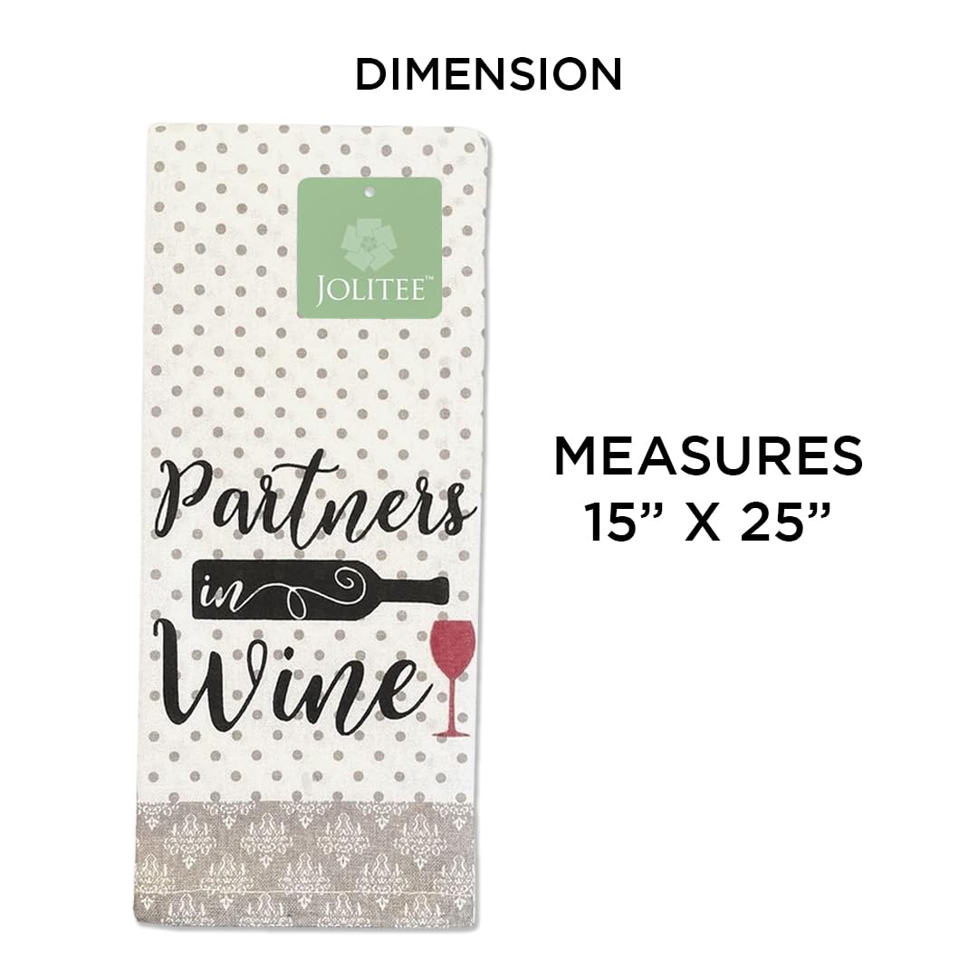 Jolitee 15x25” Wine Lovers Towel – Humorous Wine Sayings, Funny Kitchen Linens, Unique Tea & Hand Towels for Adult Humor, Perfect for Wine Enthusiasts